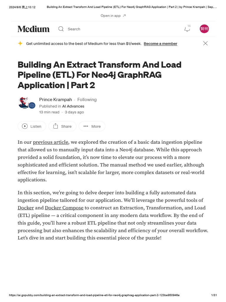 Building An Extract Transform And Load Pipeline Etl For Neo4j
