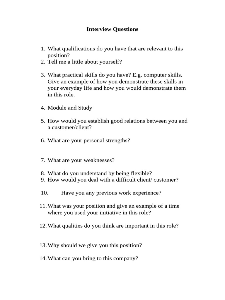 Sample Interview Questions | PDF