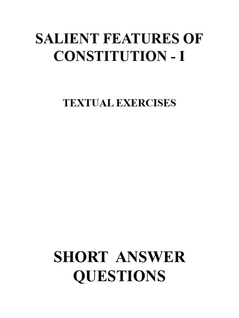 Notes - Salient Features of Constitution - I | PDF
