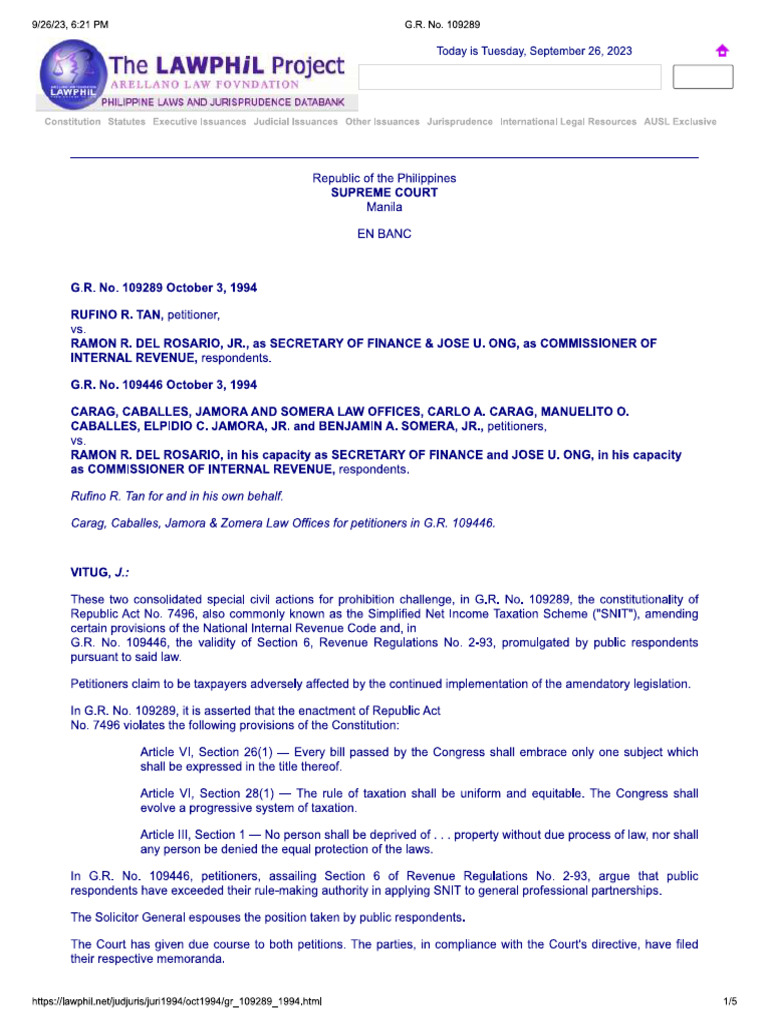 Tan vs. Del Rosario | PDF