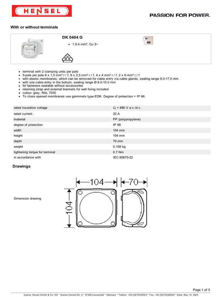Datasheet Hensel - Electric | PDF