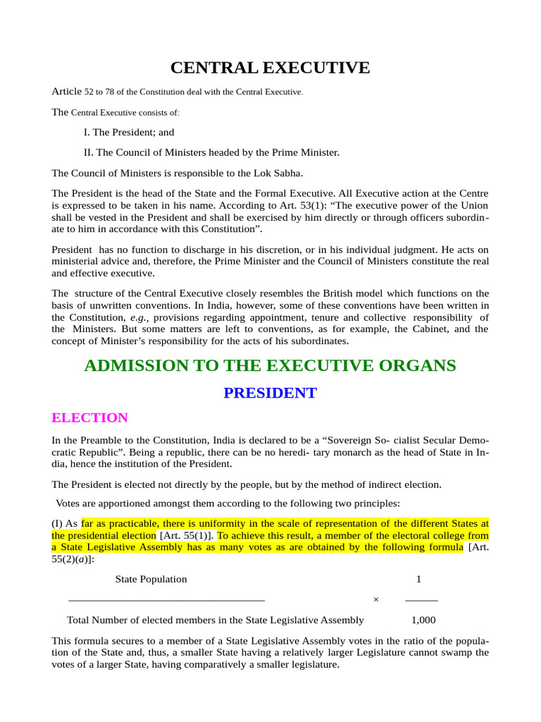 Central Executive: Admission To The Executive Organs | PDF