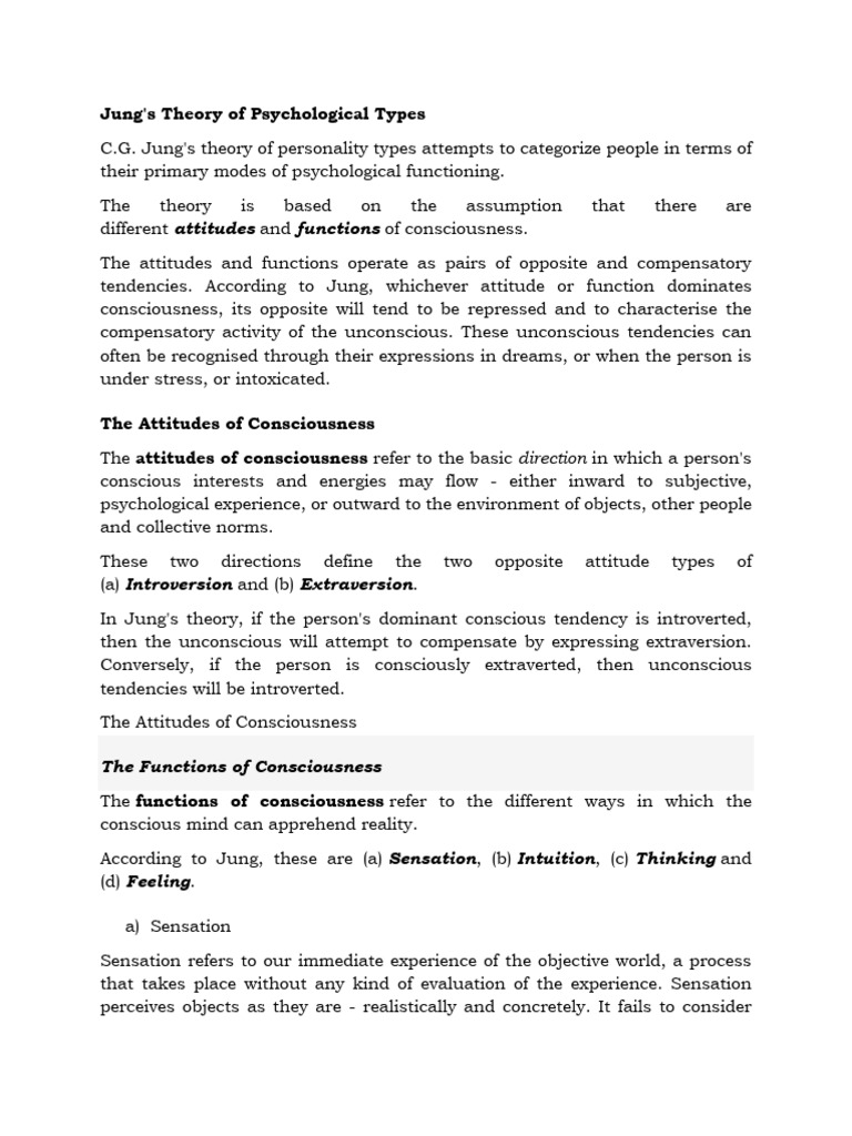 Personality - 3 - Carl Jung Personality Theory | PDF