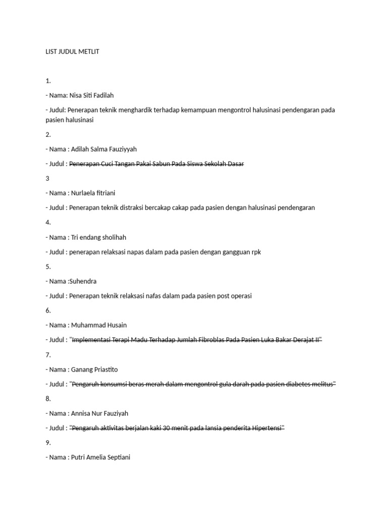 List Judul Metlit | PDF