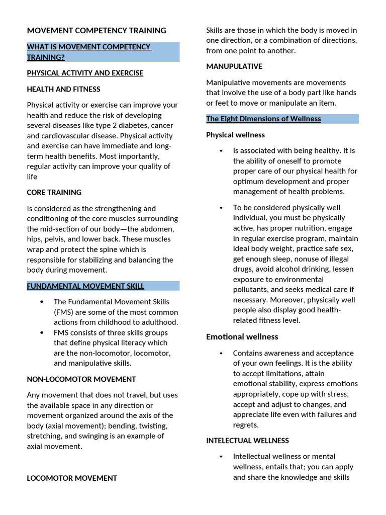 Movement Competency Training 1 | PDF
