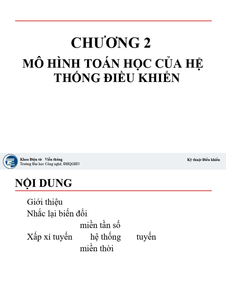 Chuong 2 - Mo Hinh Toan Hoc Cua He Thong Dieu Khien | PDF