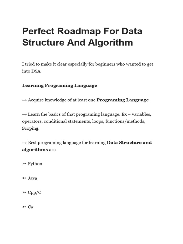 Roadmap To DSA | PDF