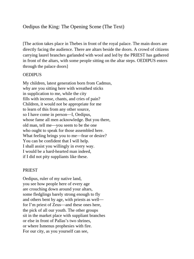 Oedipus The Kings Opening Scene Text | PDF