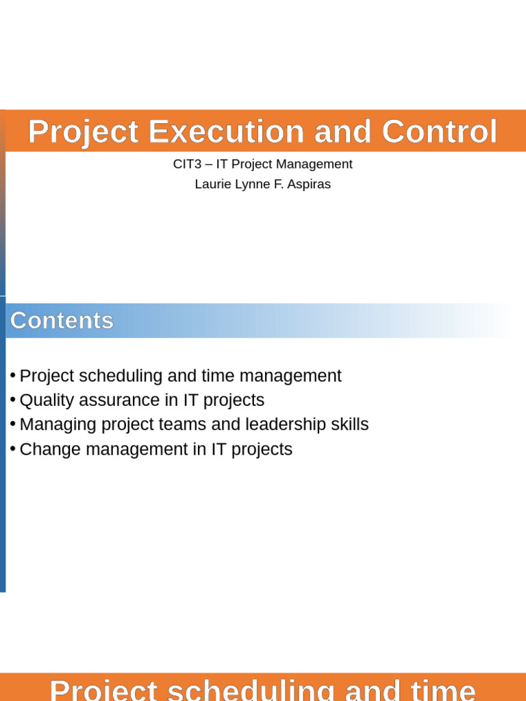 3 - Project Execution and Control | PDF