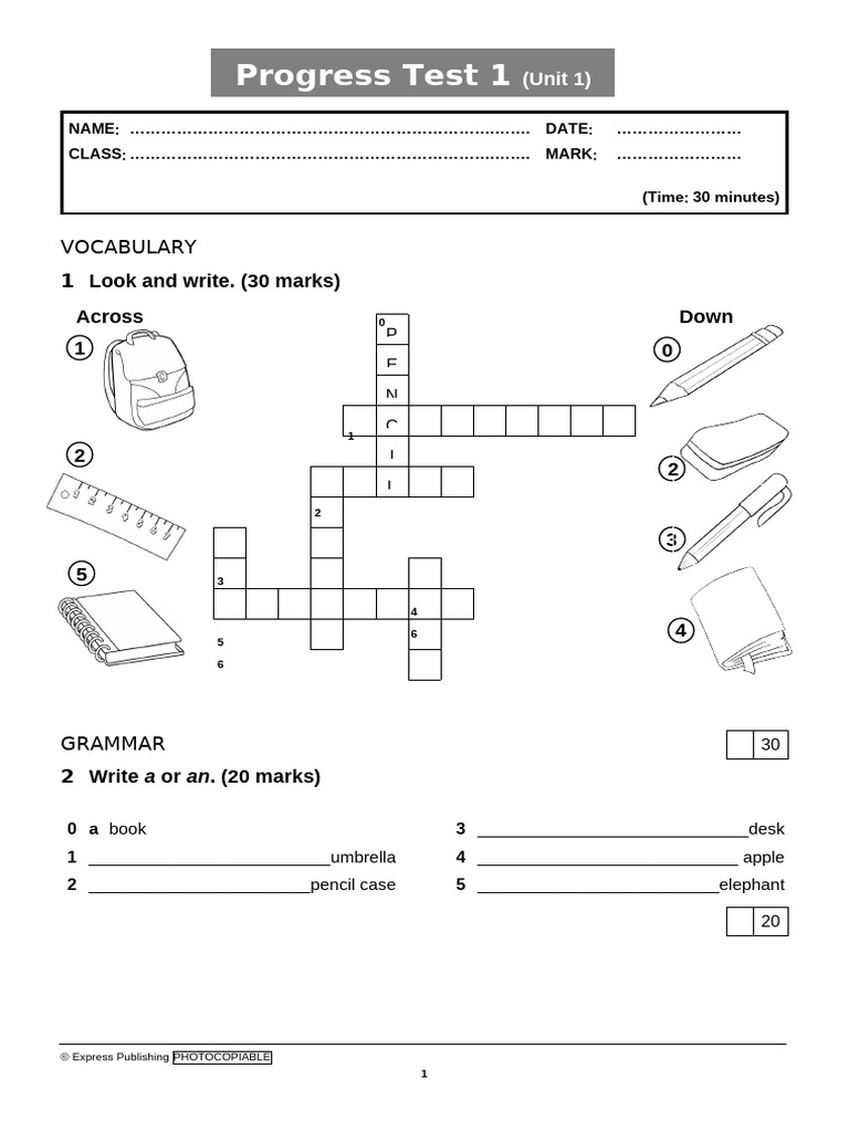 10 Smiles 2 Progress Test 1 | PDF