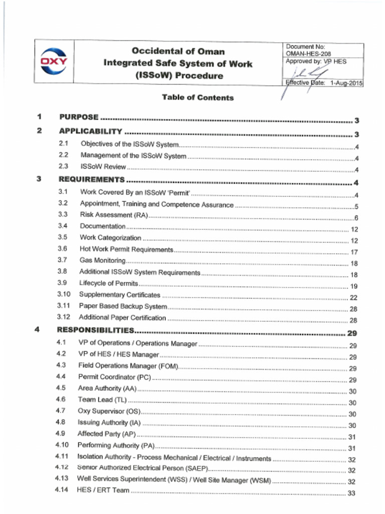 OMAN-HES-208 - Oxy Oman ISSOW Procedure | PDF
