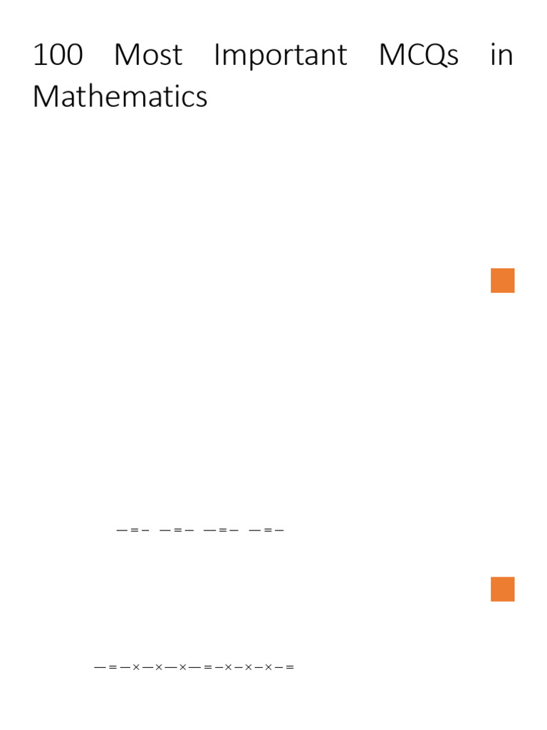 100 Most Important MCQs For Mathematics | PDF