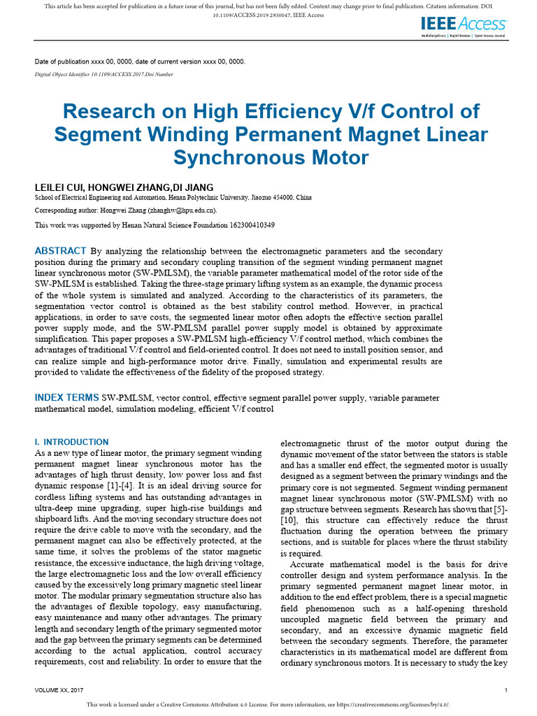 Research On High Efficiency VF Control of Segment Winding Permanent ...