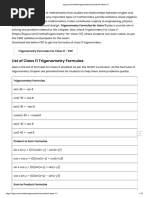 11th Grade Mathematics Reference Sheet | PDF | Area | Trigonometric ...
