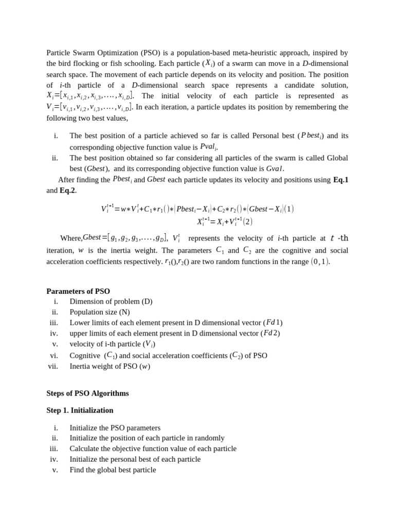 Particle Swarm Optimization | PDF | Applied Mathematics | Algorithms