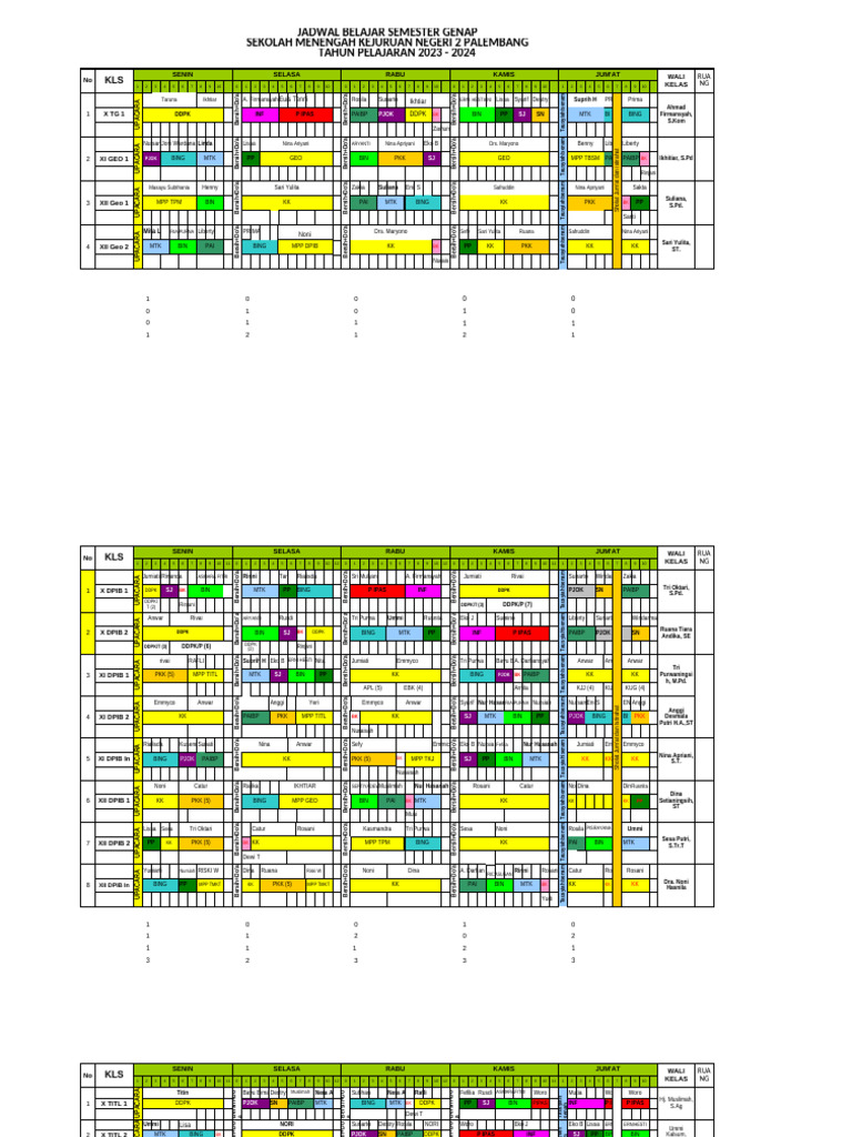 Jadwal SMK N 2 PLG Semester Genap 23-24 | PDF