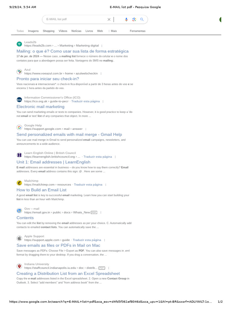 48E-MAIL List PDF - Pesquisa Google | PDF