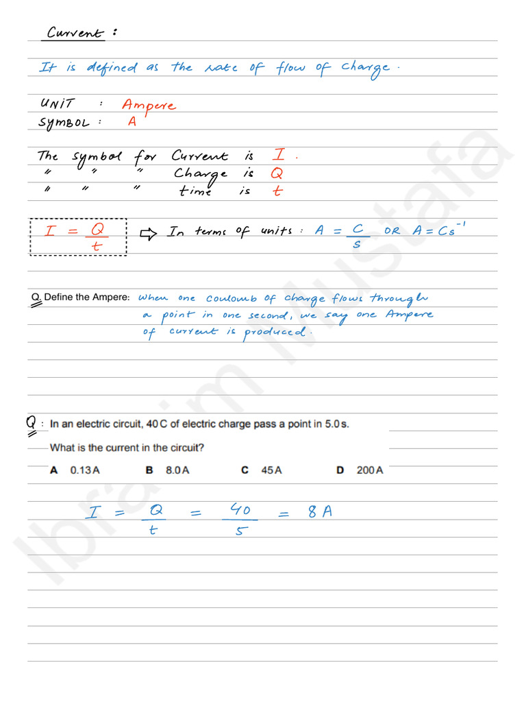 Current Electricity Class Notes - Sir Ibrahim Mustafa | PDF