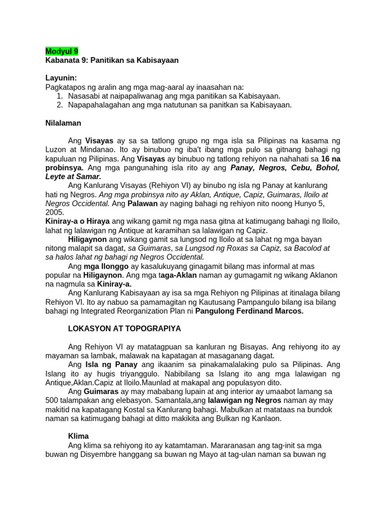 LIT 101 Modyul 9 | PDF