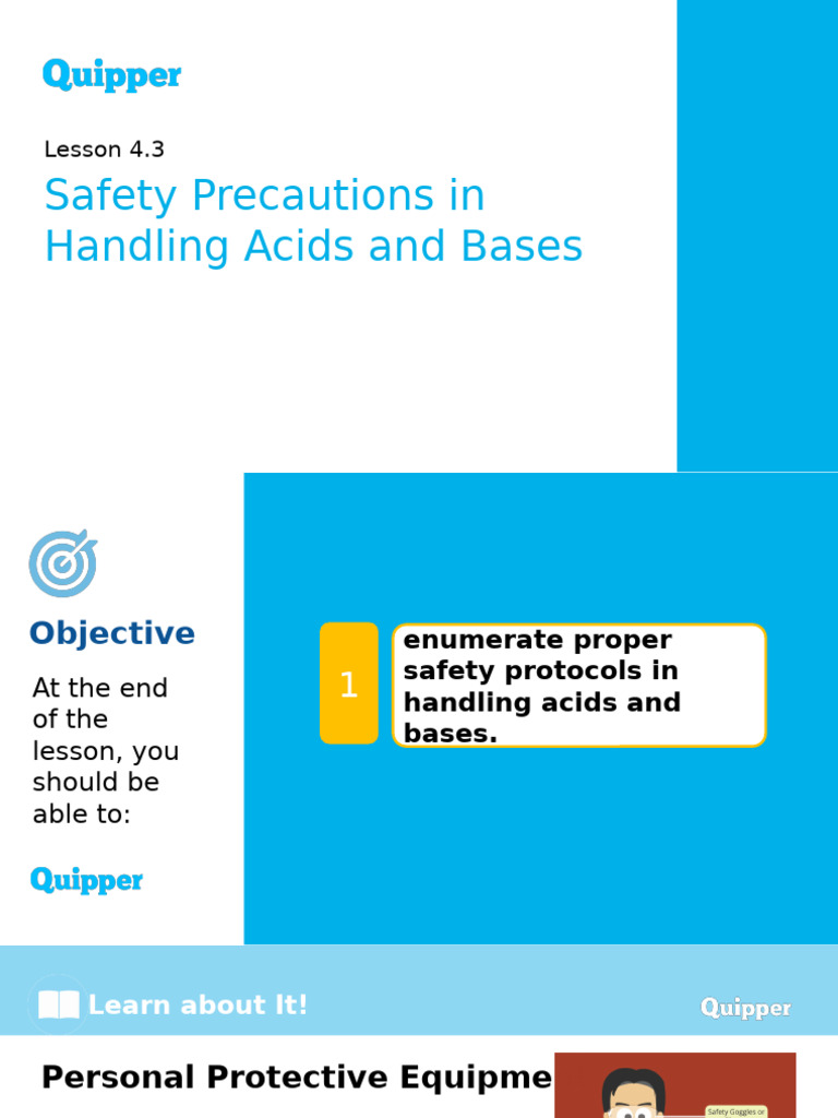 Science 7 Safety Precautions in Handling Acids and Bases | PDF