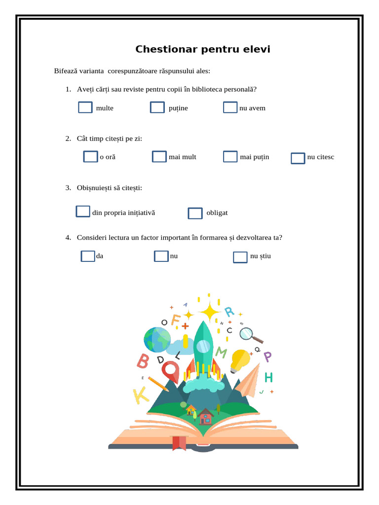 Chestionar Pentru Elevi | PDF