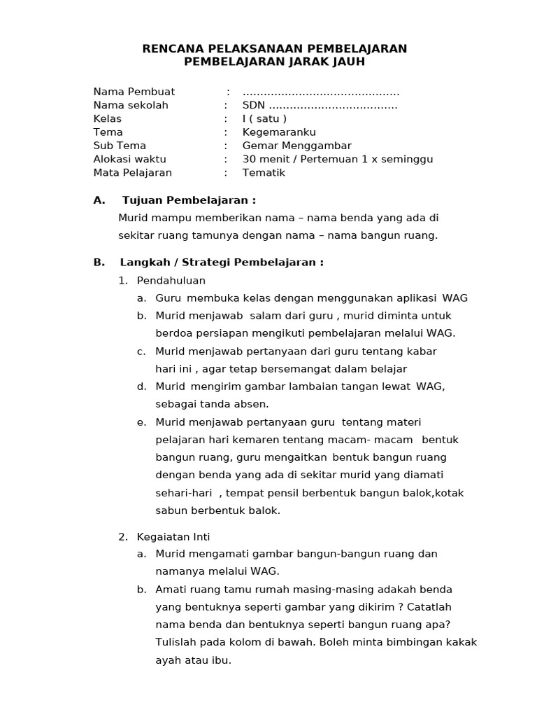 Contoh RPP PJJ | PDF