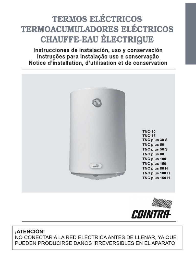 Manual Instrucciones Termos Electricso TNC Plus Cointra 23 1 | PDF