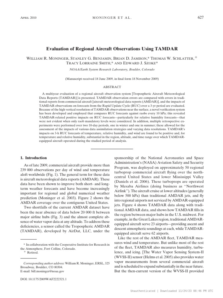 Evaluation of Regional Aircraft Observations Using TAMDAR | PDF