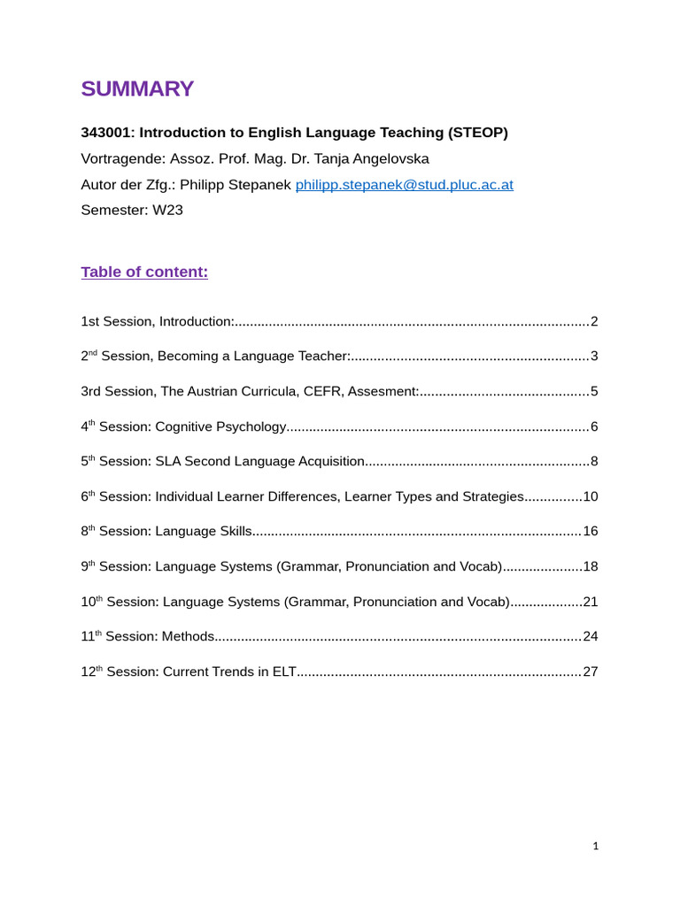 Introduction To English Language Teaching | PDF