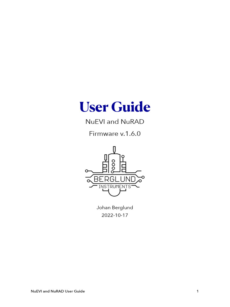 User Guide NuEVI and NuRAD v1.6.0 | PDF