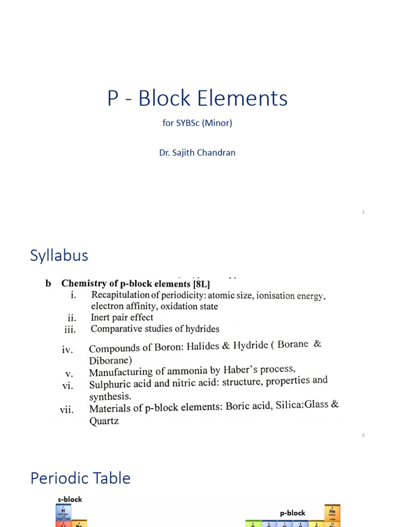 P - Block Elements - SYBSc (Minor) | PDF
