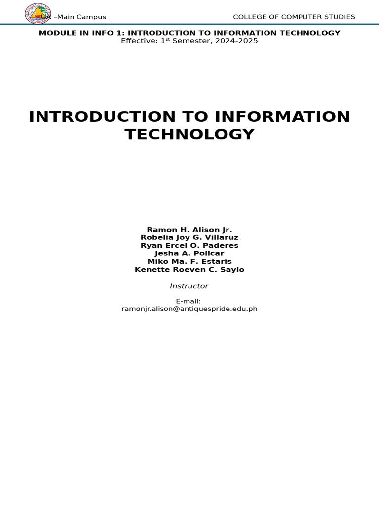INFO 1 Chapter 1 | PDF