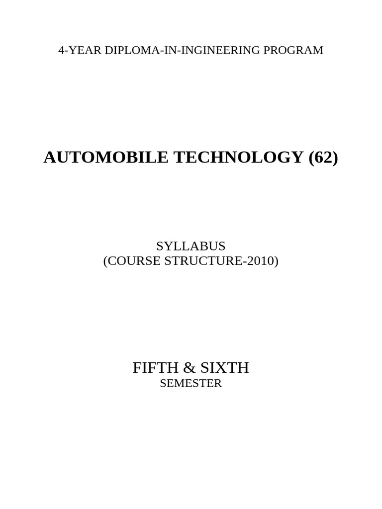 AUTOMOBILE TECHNOLOGY (62) 5th & 6th ALL | PDF