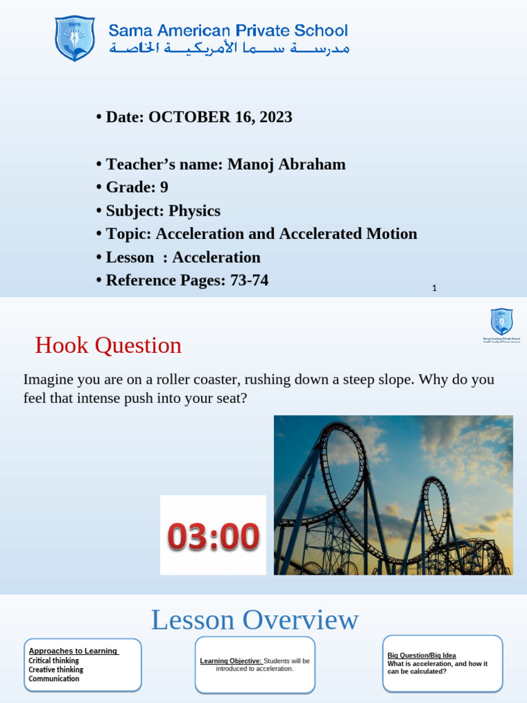 Acceleration and Accelerated Motion 3.1 1st | PDF