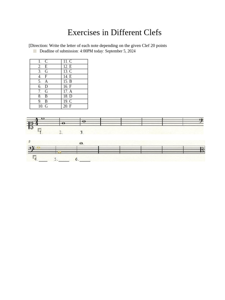 Exercises in Different Clefs | PDF