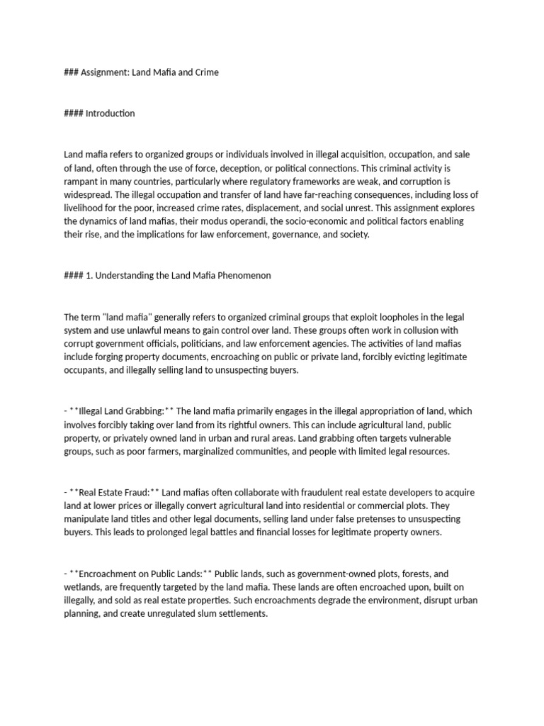 Land Mafia and Crime in Northeast | PDF