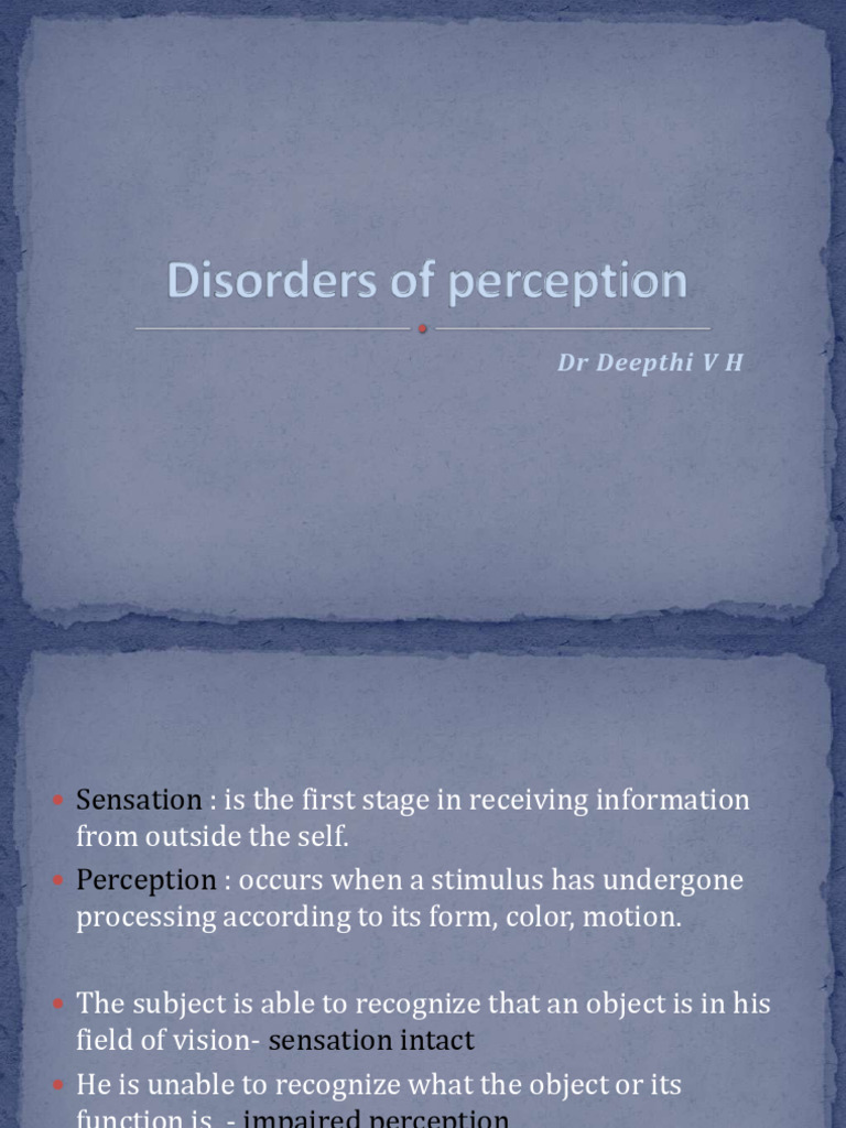 Disorders of Perception | PDF