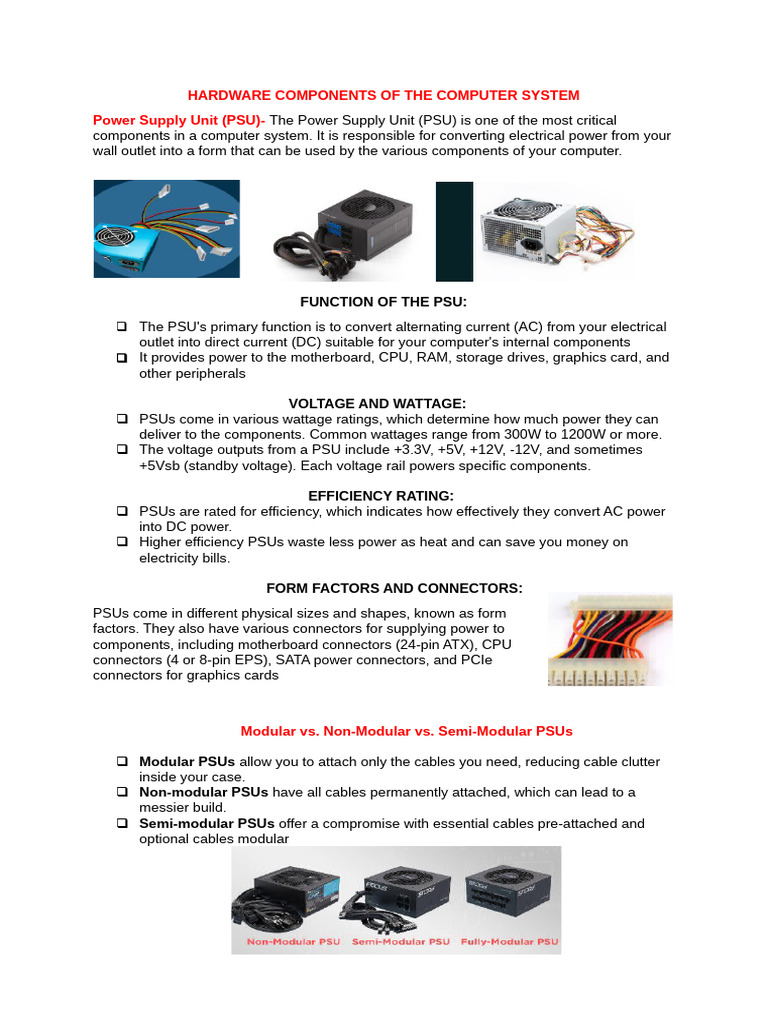 Hardware Components of The Computer System l4 | PDF | Multi Core ...