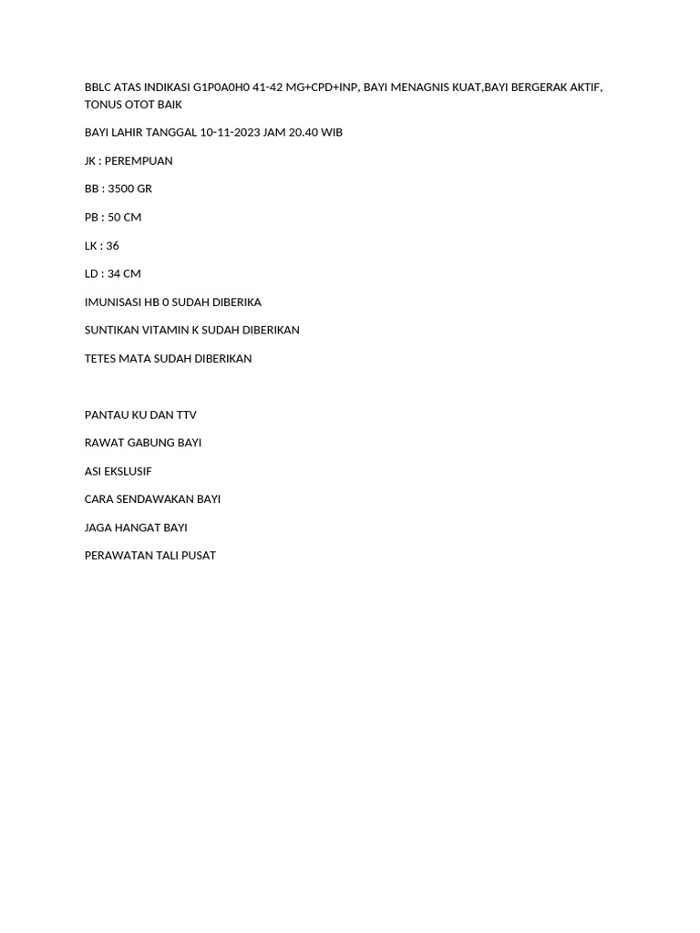 BBLC Atas Indikasi G1p0a0h0 41 | PDF