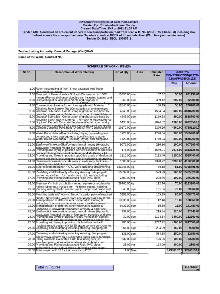 Boq Comparative Chart | PDF