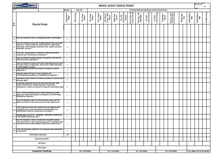 Mock Audit Check Point. | PDF