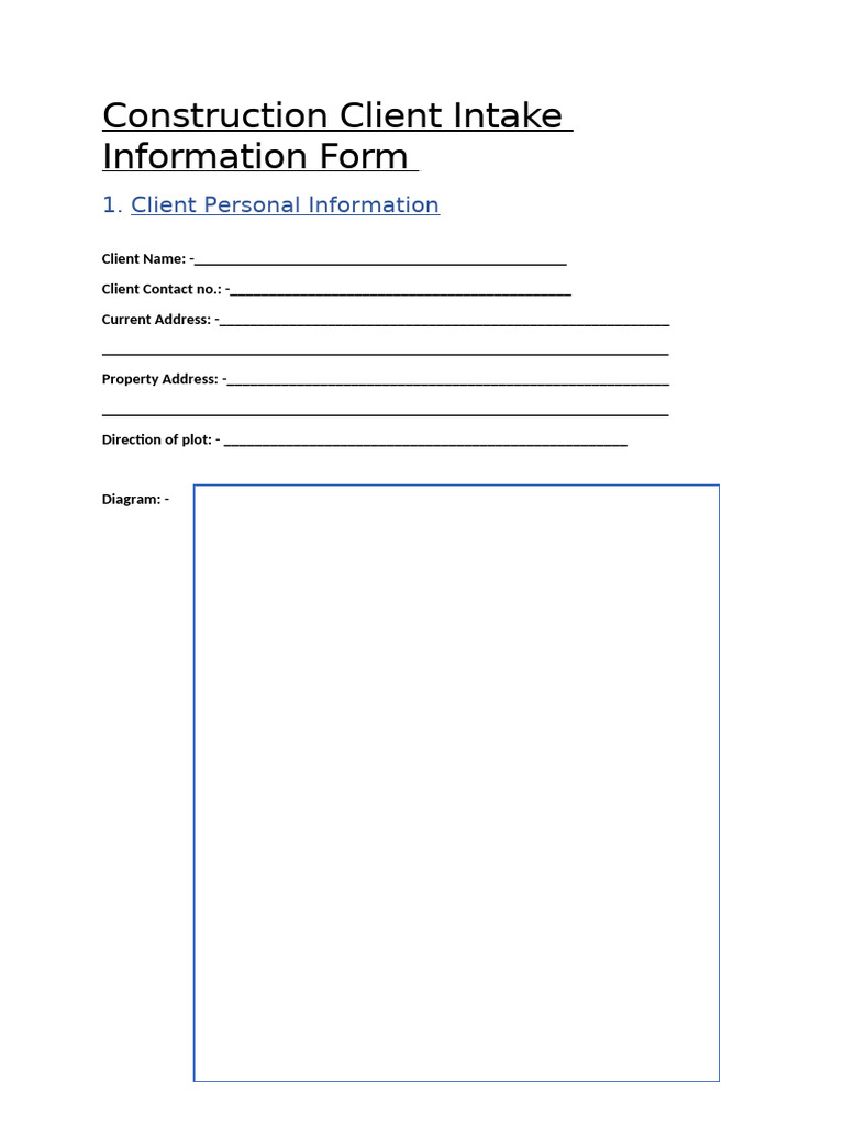 Construction Client Intake Information Form 2 | PDF