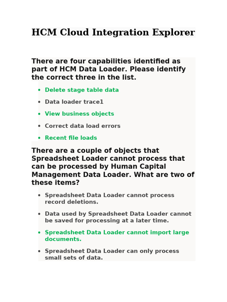 HCM Cloud Integration Explorer - PASSEXAM | PDF | Spreadsheet ...