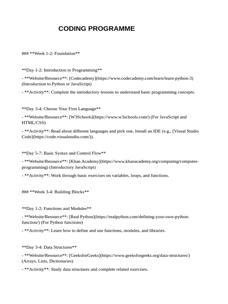 Coding Programme | PDF