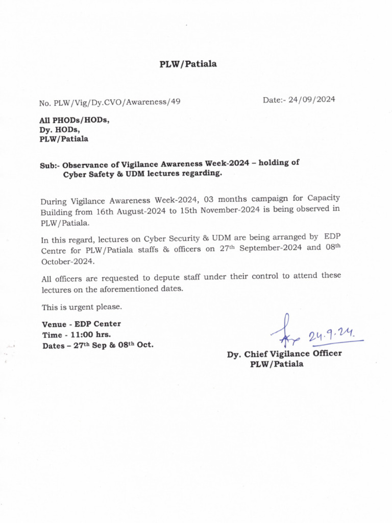 Regarding Cyber Safety & UDM Lectures | PDF