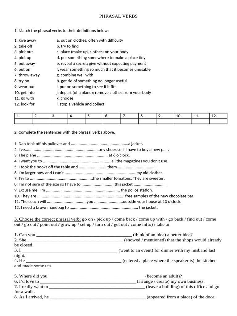 PHRASAL VERBS - Practice | PDF