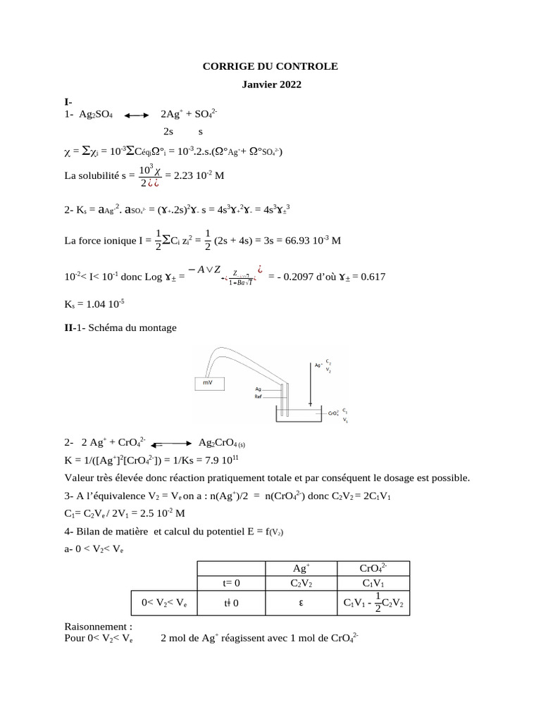 Corrige Du Controle | PDF