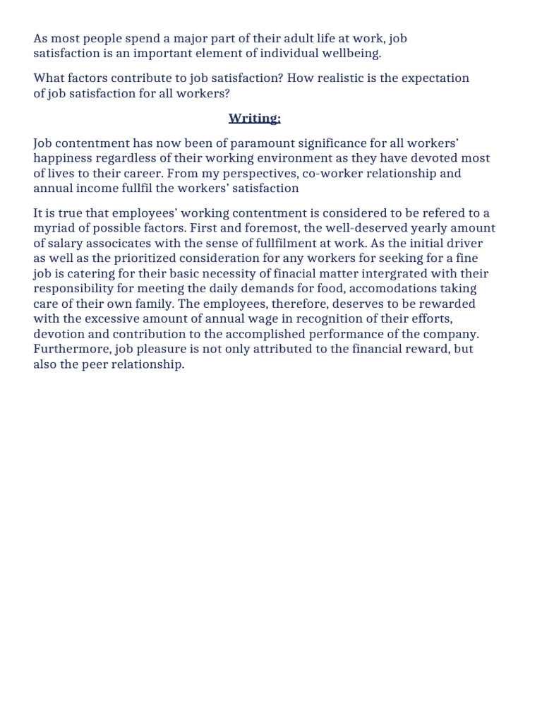 As Most People Spend A Major Part of Their Adult Life at Work | PDF