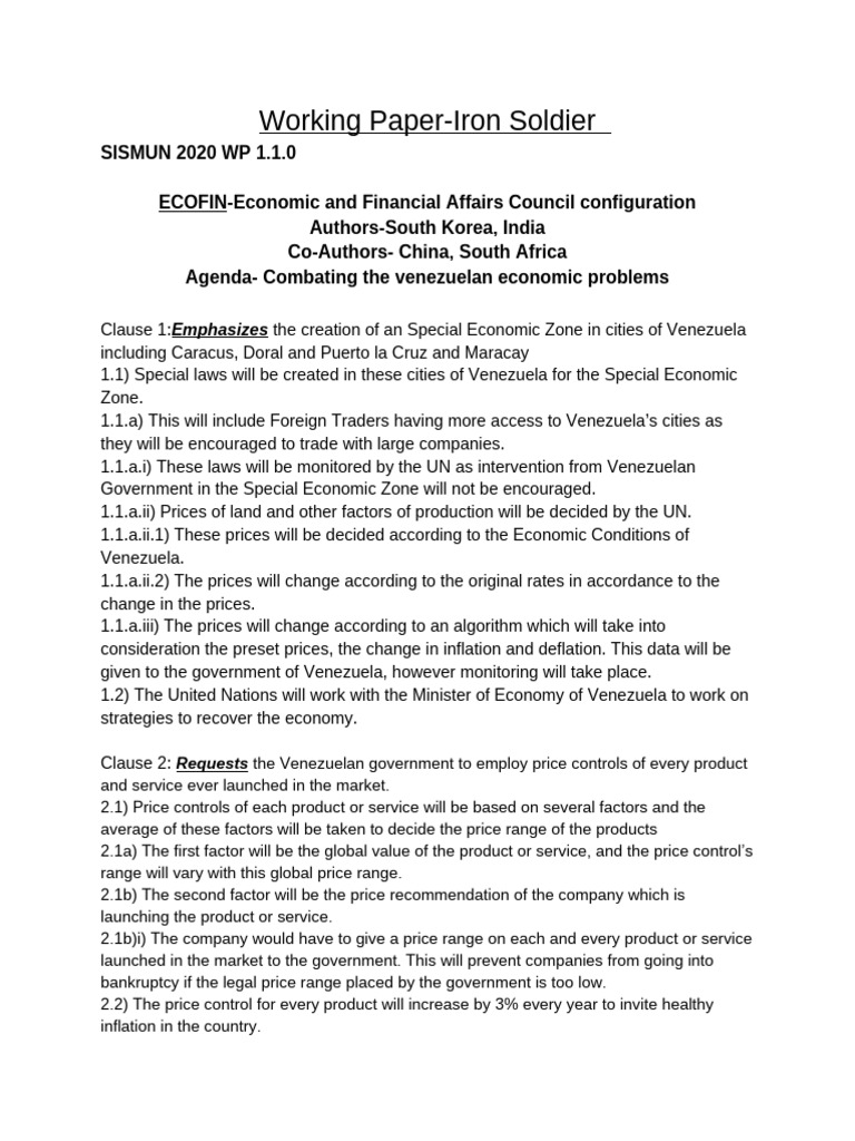 Working Paper For MUN | PDF