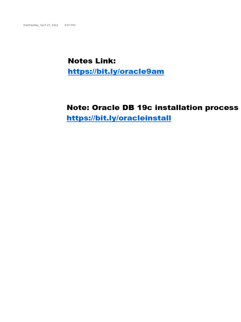 Oracle Classroom Notes | PDF